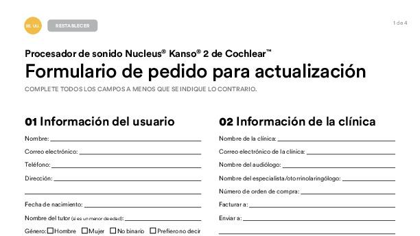 Order forms | Cochlear implants