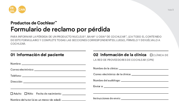 Order forms | Cochlear implants