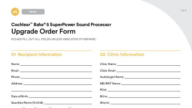 Order forms | Cochlear implants