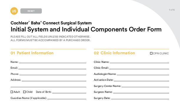 Order forms | Cochlear implants