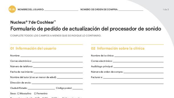 Order forms | Cochlear implants