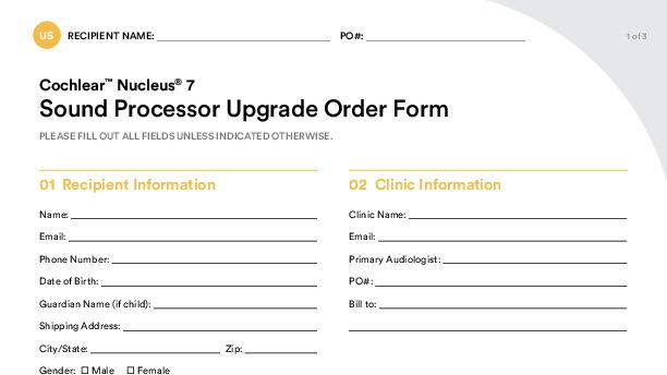 Order forms | Cochlear implants