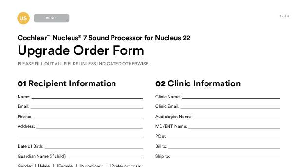 Cochlear Order Forms for Professionals