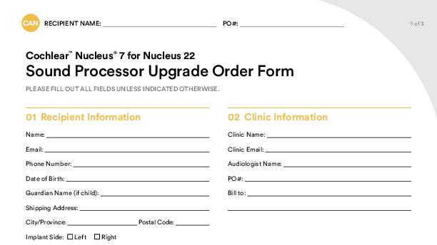 Cochlear Order Forms for Professionals