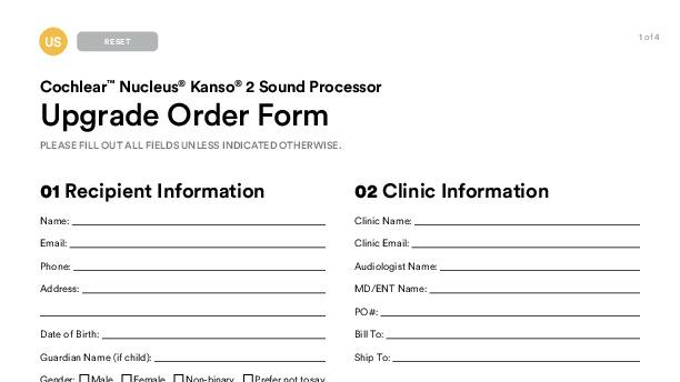 Order forms | Cochlear implants