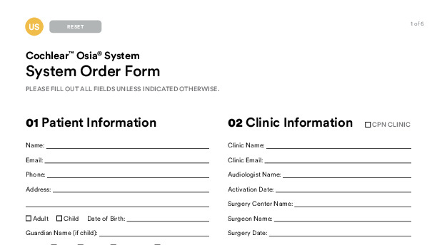Order forms | Cochlear implants