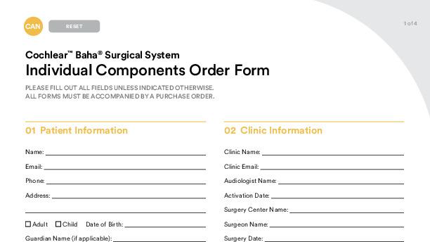 Order forms | Cochlear implants