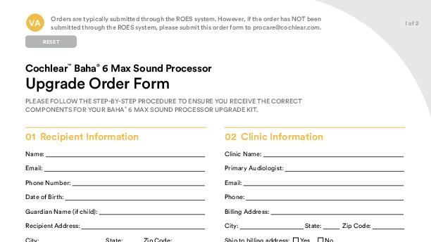 Order forms | Cochlear implants